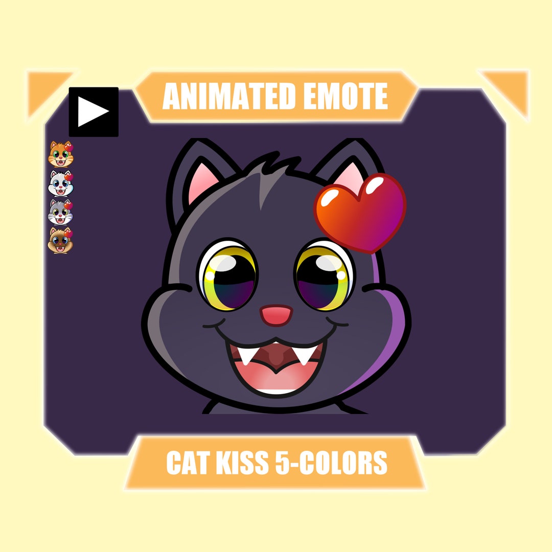 ANIMATED Cute Cat Kiss Emote for Twitch Discord Youtube Streaming Cat ...