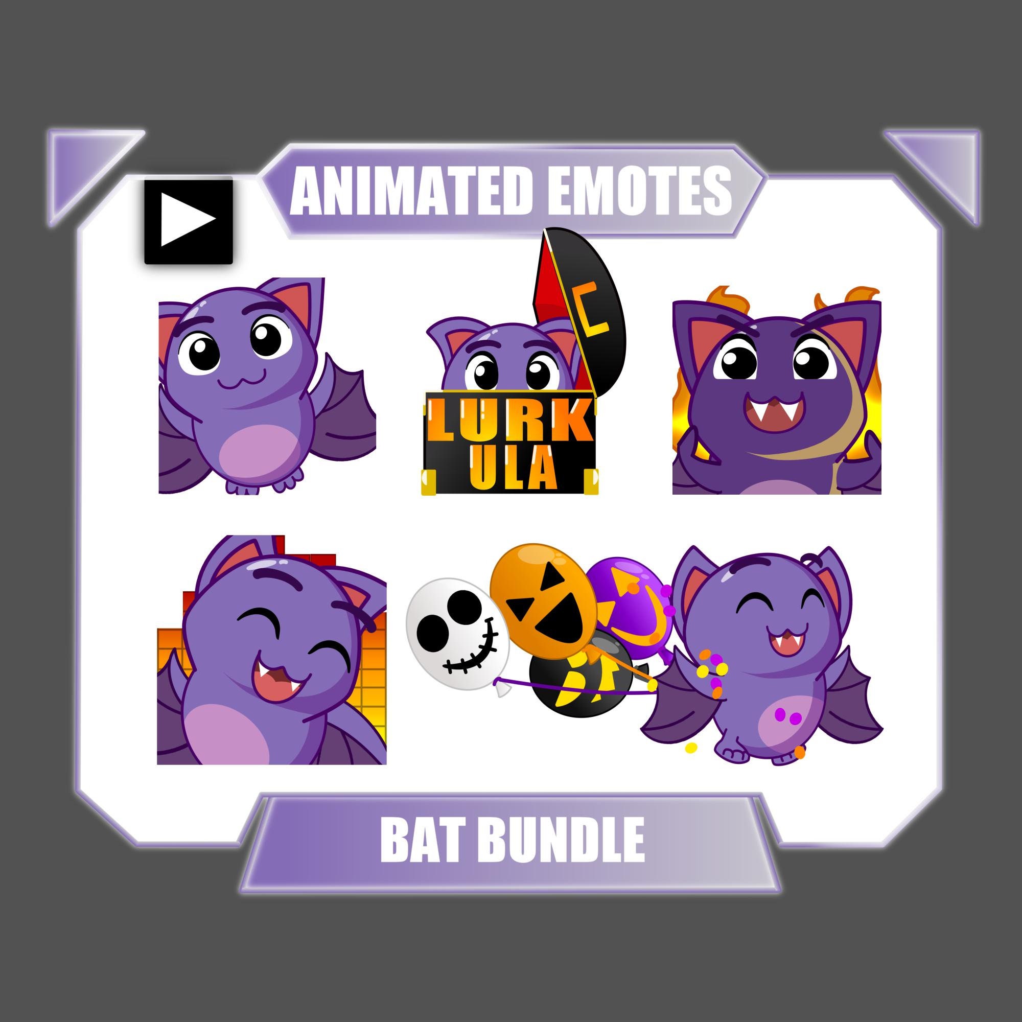ANIMATED EMOTE BUNDLE Bat Halloween Emote Bundle Pack for - Etsy UK