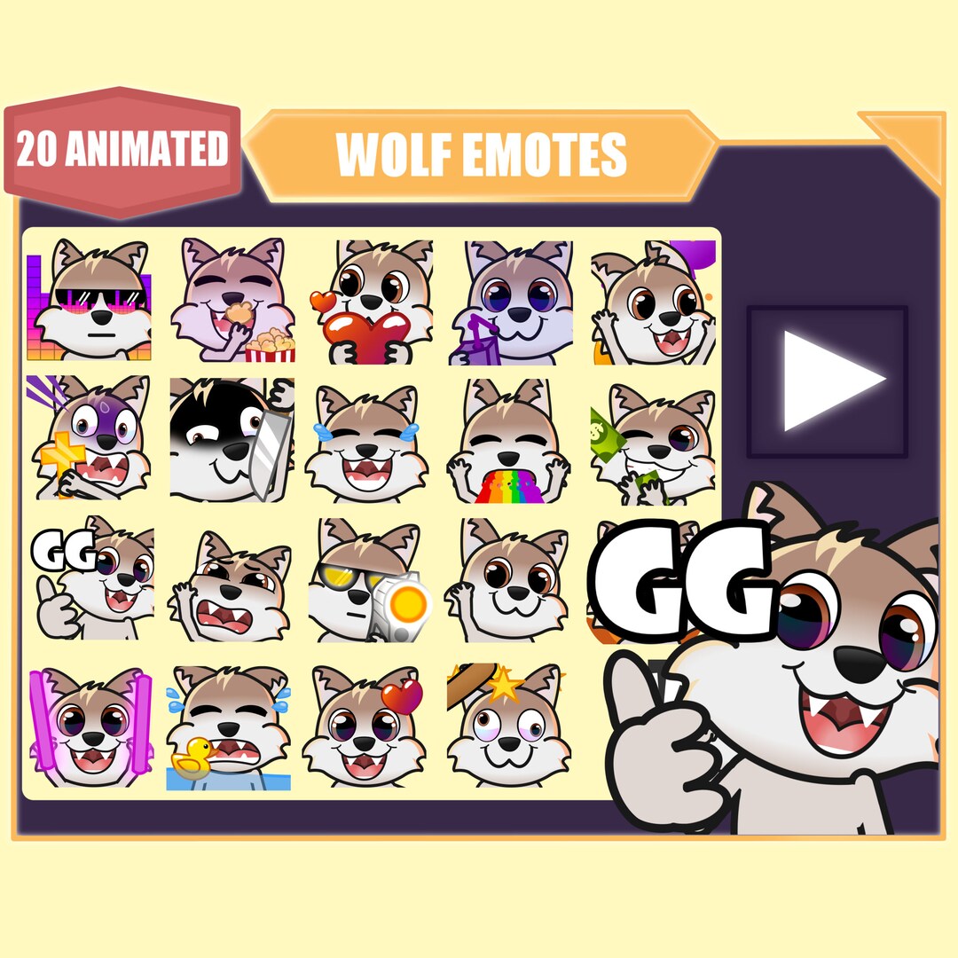ANIMATED Brown-white Wolf Emote Bundle for Twitch | Youtube Emotes ...