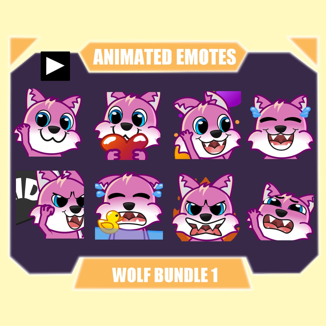 PINK WOLF ANIMATED Emote Pack for Twitch | Youtube Emotes | Discord ...