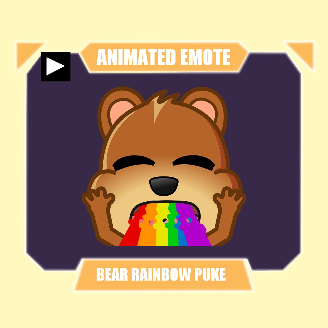 ANIMATED Bear Puking Rainbow Emote for Twitch Discord Youtube Stream ...