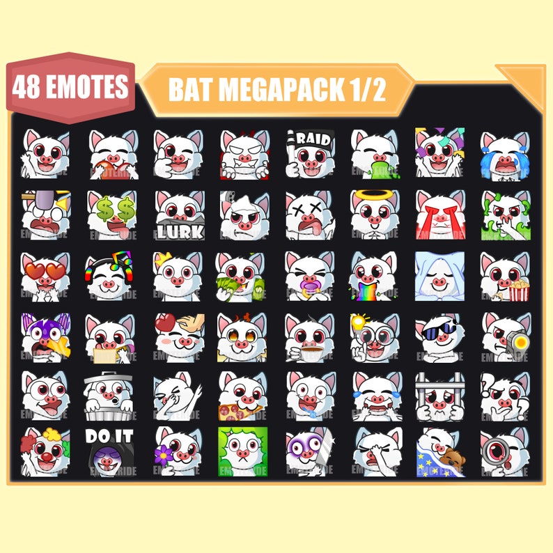 WHITE BAT Emote Bundle for Twitch Youtube Emotes Discord - Etsy