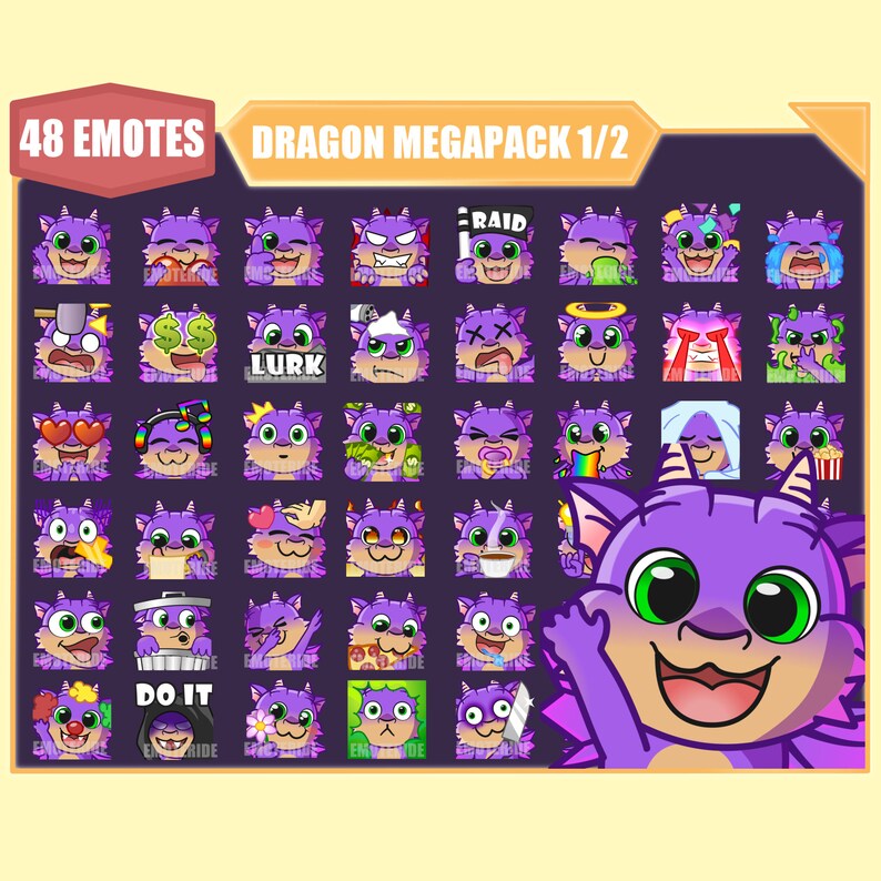 PURPLE DRAGON Emote Bundle for Twitch Youtube Emotes Discord Emotes ...