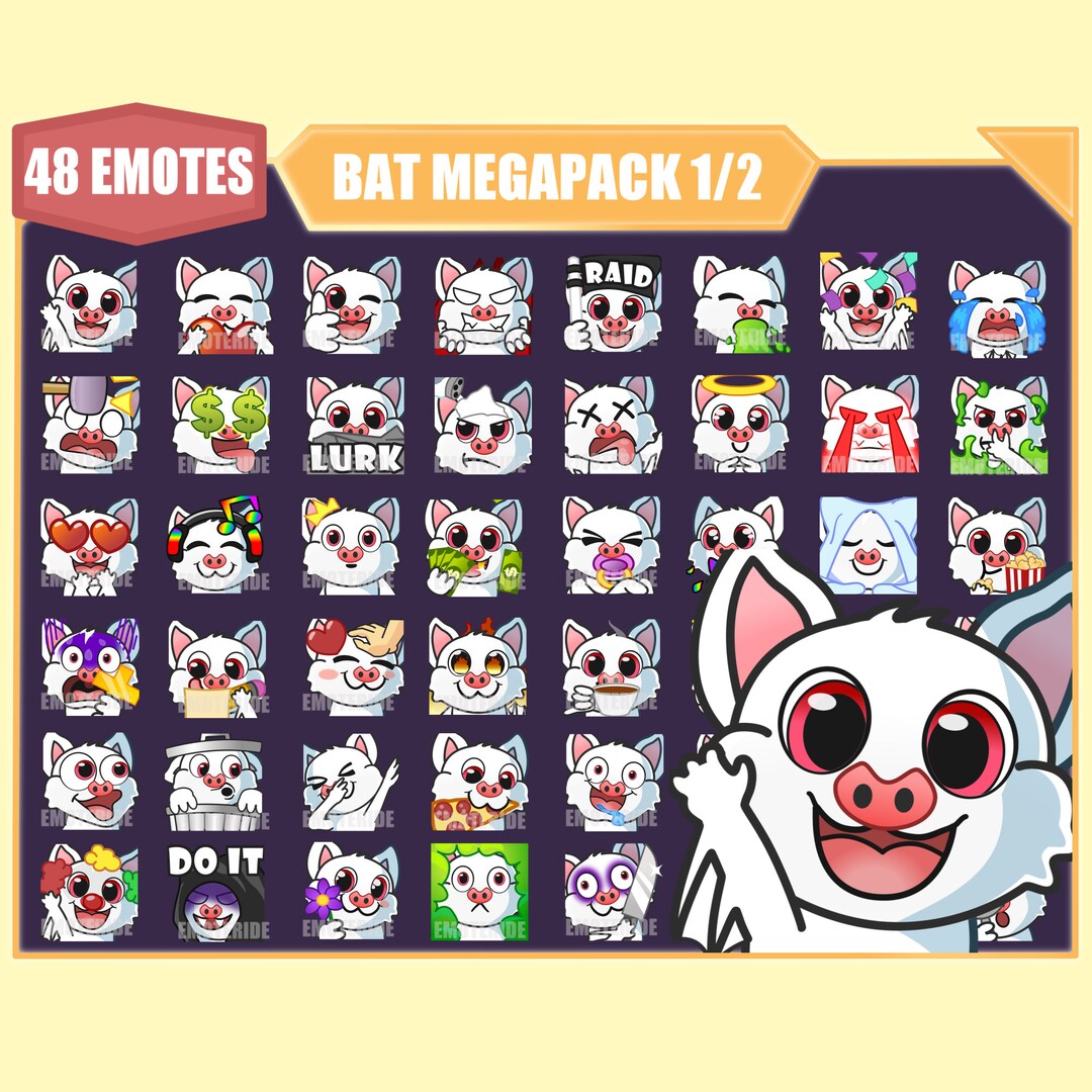 WHITE BAT Emote Bundle for Twitch | Youtube Emotes | Discord Emotes ...