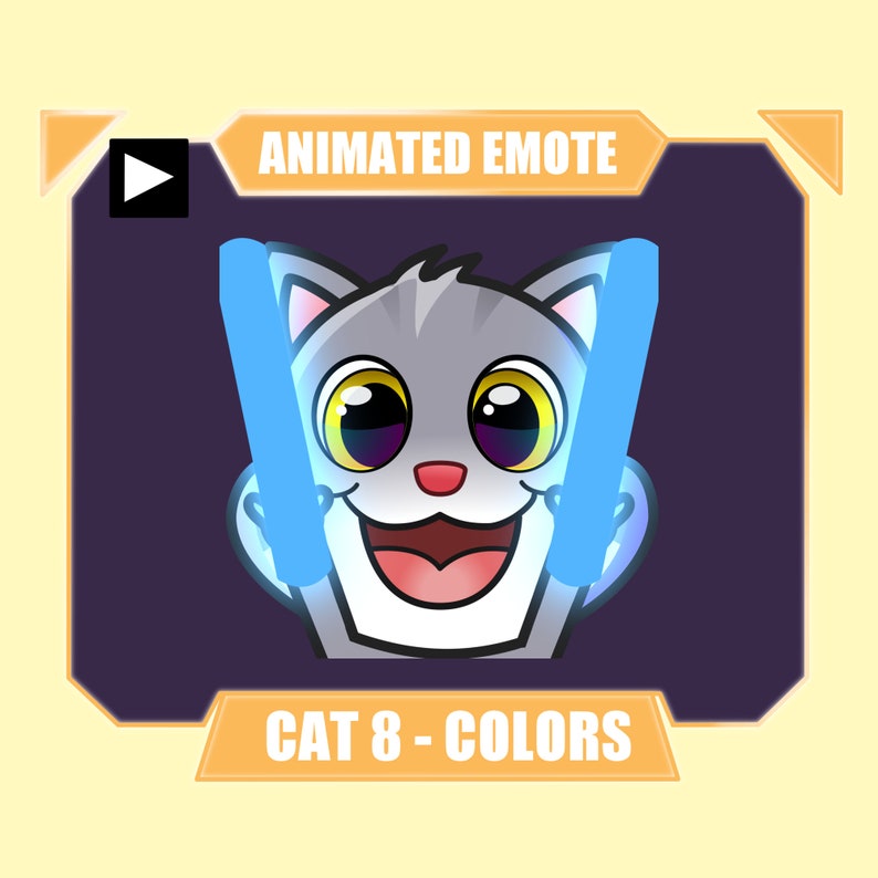 ANIMATED Cat Cool Rave Color Changing Emote for Twitch Kick Discord ...
