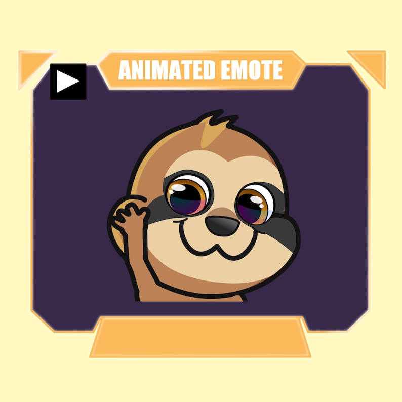 ANIMATED Sloth Emote Waving Hi Hello for Twitch Kick Discord Youtube ...