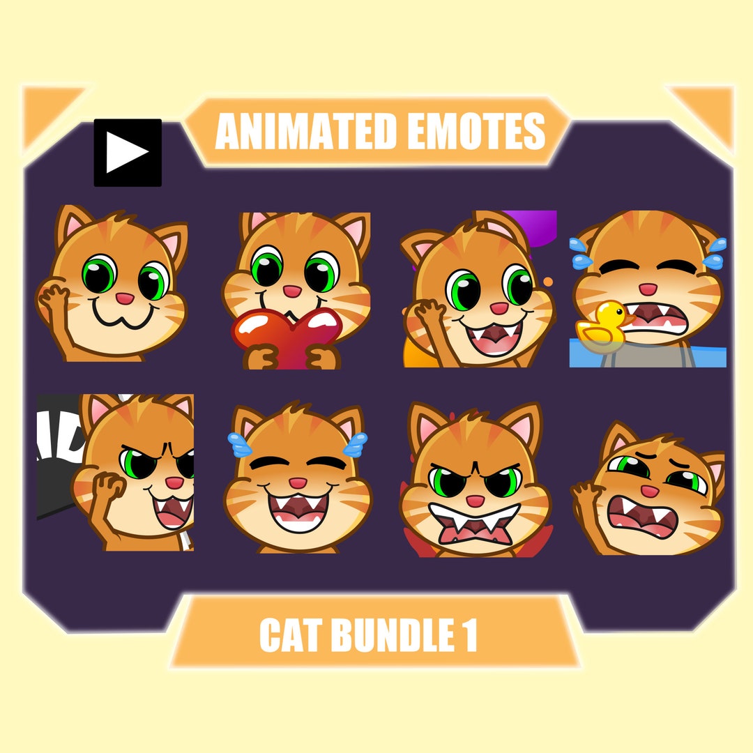 GINGER CAT ANIMATED Emote Pack for Twitch | Youtube | Discord Emotes ...