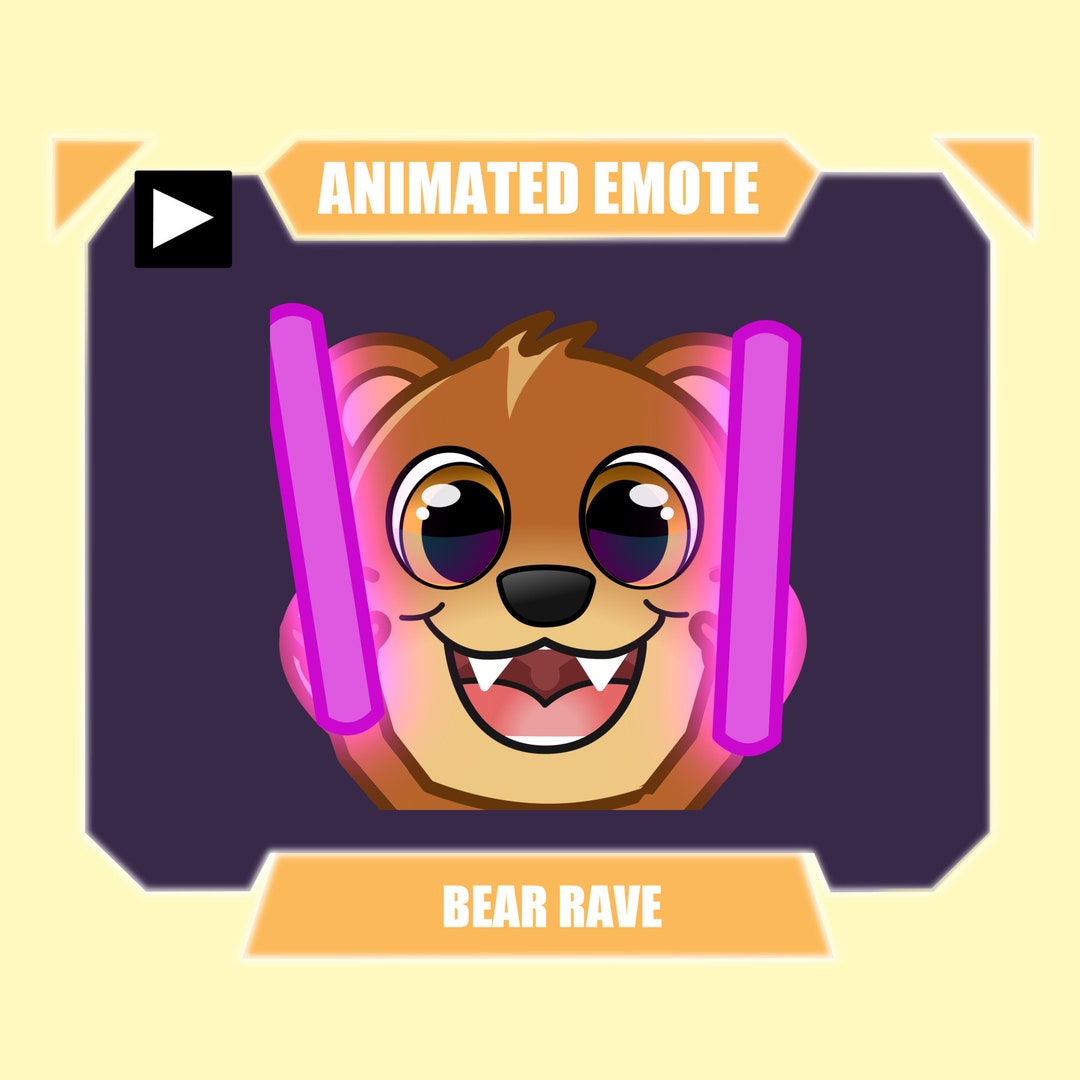 ANIMATED Bear Rave Emote for Twitch Discord Youtube Stream | Brown Bear ...
