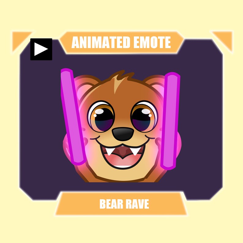 ANIMATED Bear Rave Emote for Twitch Discord Youtube Stream Brown Bear ...