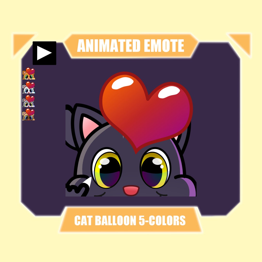 ANIMATED Cat With Heart Balloon Emote for Twitch Discord Youtube ...