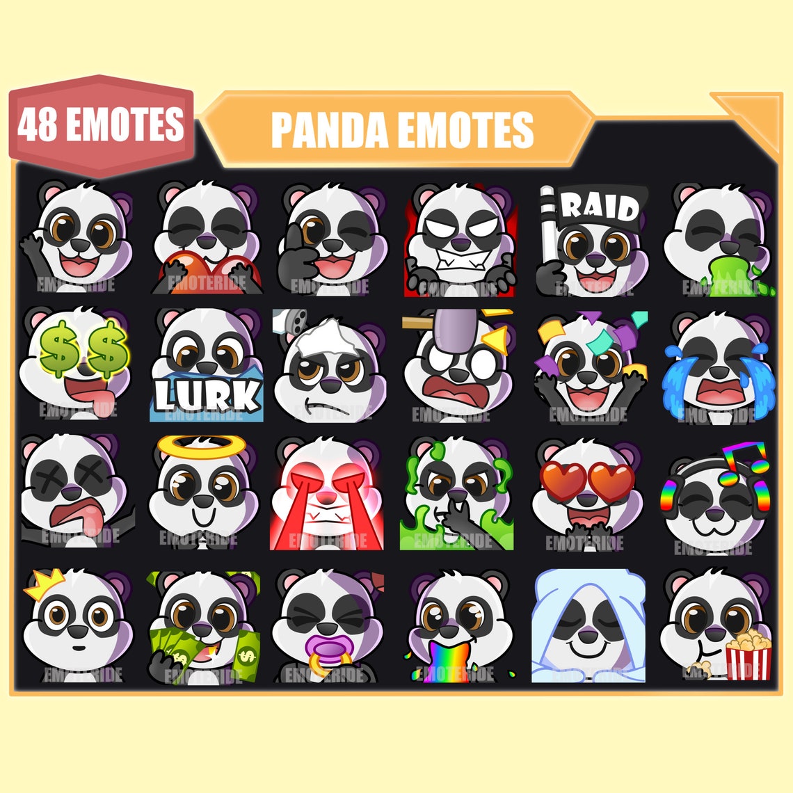 PANDA Emote Bundle for Twitch Youtube Emotes Discord Emotes Streamer ...