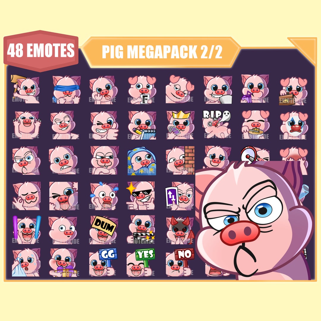 PINK PIG Emote Bundle 2 for Twitch | Kick Emotes | Youtube Emotes ...