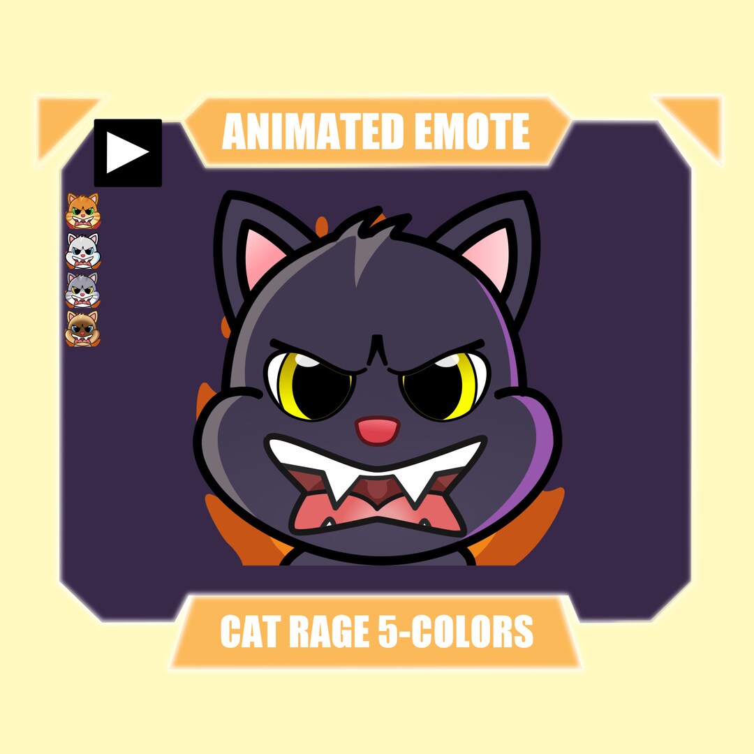 ANIMATED Angry Cat Rage Emote for Twitch Discord Youtube Streaming ...