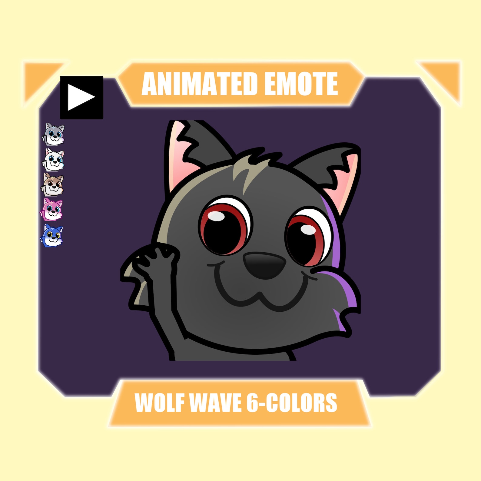ANIMATED Cute Wolf Hi Emote for Twitch Discord Youtube | Wolf Waving ...