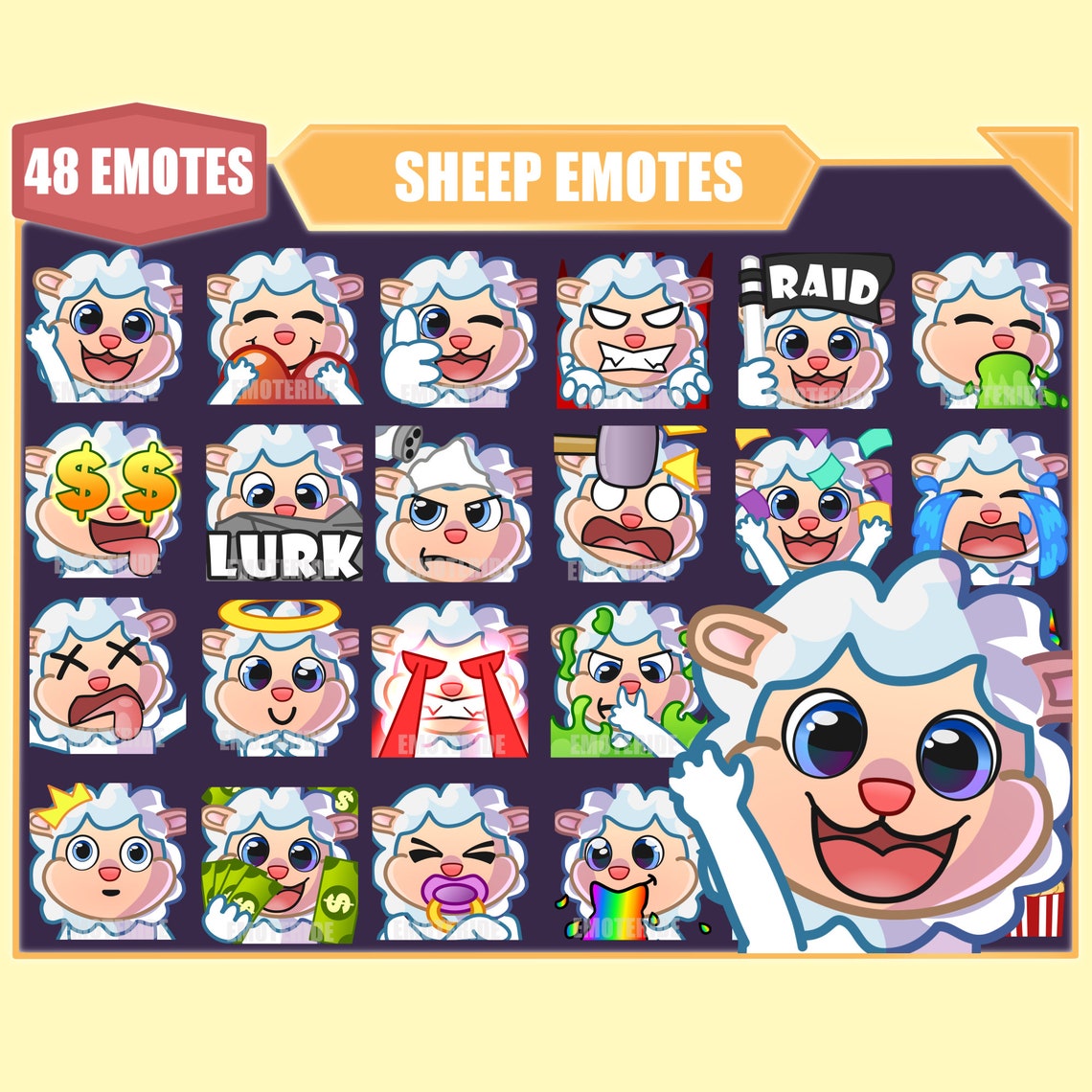 SHEEP Emote Bundle for Twitch | Youtube Emotes | Discord Emotes ...