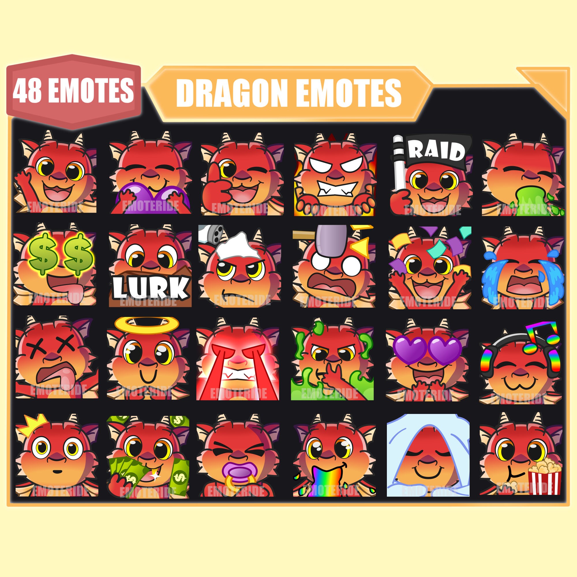 RED DRAGON Emote Bundle for Twitch Youtube Emotes Discord Emotes ...