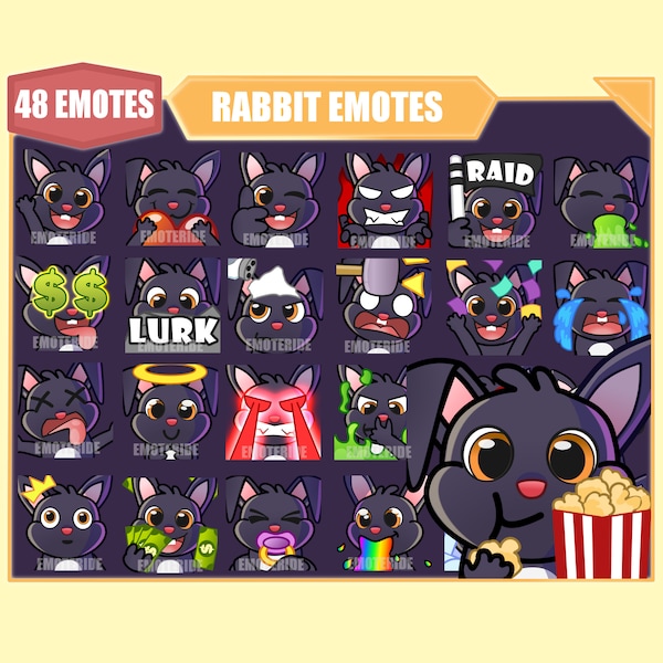 Twitch Emote Black Bunny - Etsy