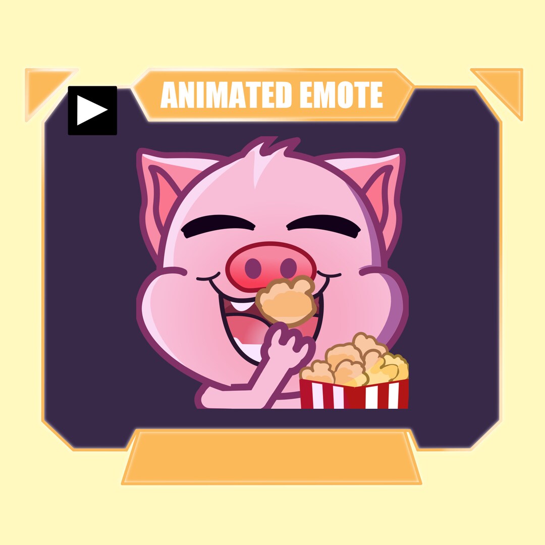 ANIMATED Pig Eating Popcorn Emote for Twitch Kick Discord Youtube ...