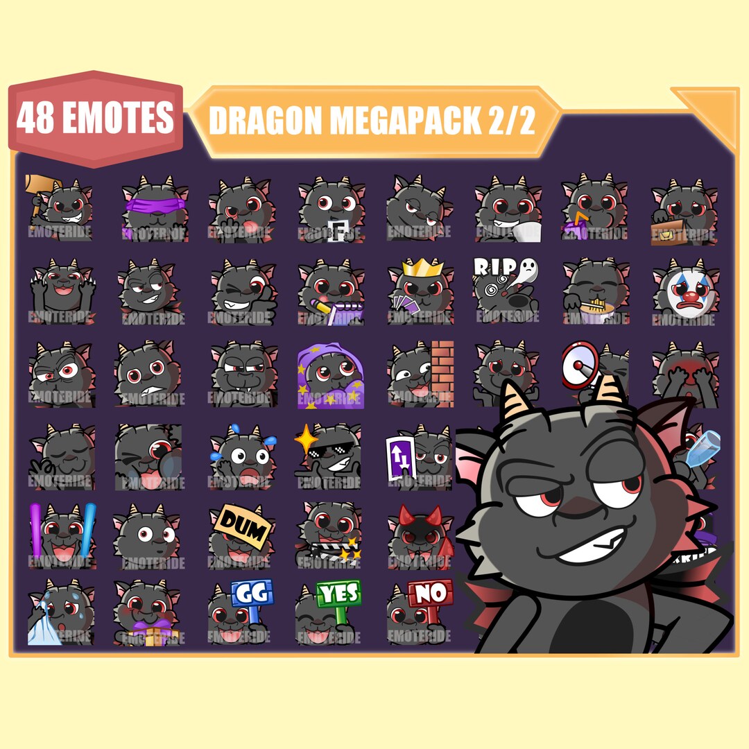 BLACK DRAGON Emote Bundle 2 for Twitch | Kick | Youtube Emotes ...