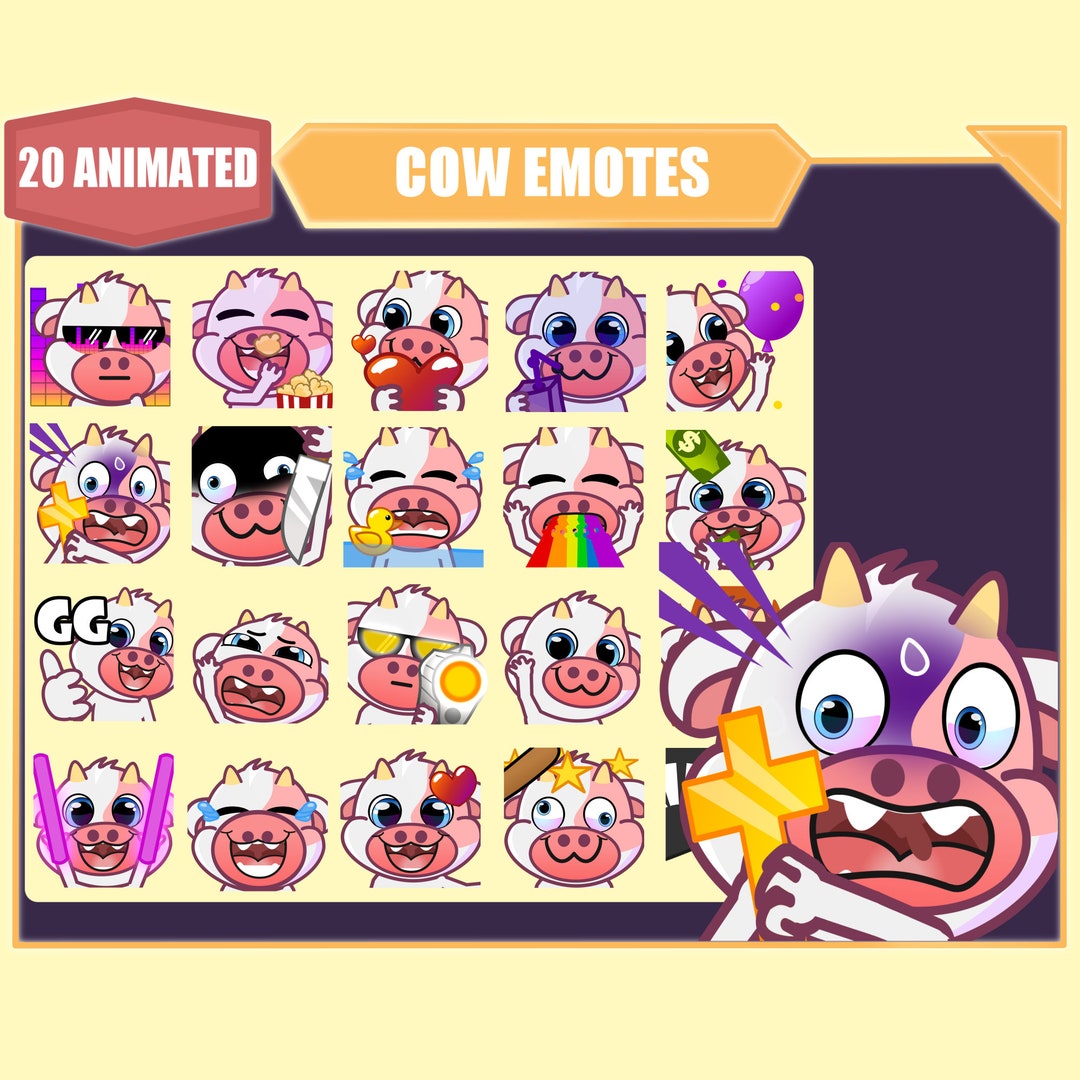 ANIMATED Pink Cow Emote Bundle for Twitch | Youtube Emotes | Discord ...