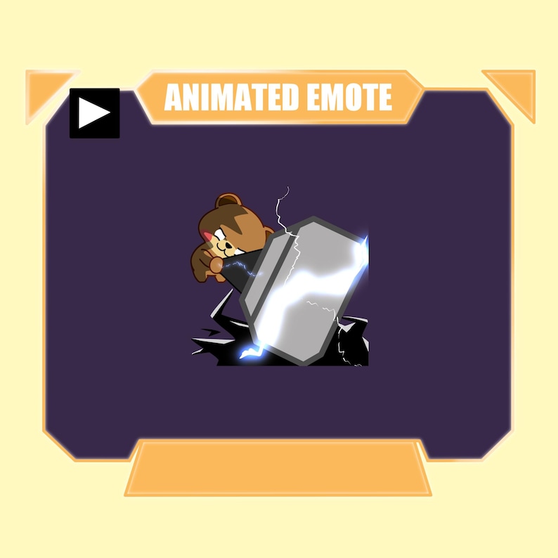 ANIMATED Cute Bear Thor With Mjolnir Emote for Twitch Kick Discord ...