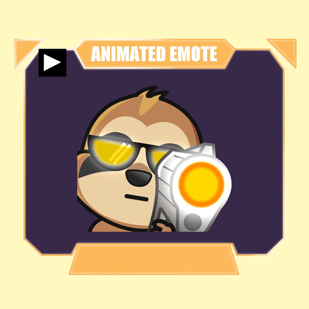 ANIMATED Cool Sloth Shooting Gun Emote for Twitch Kick Discord Youtube ...