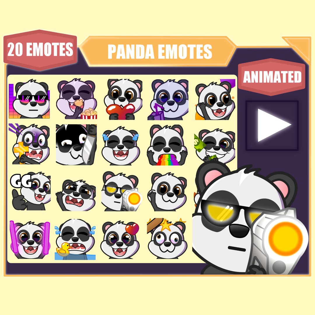 ANIMATED Panda Emote Bundle for Twitch Youtube Emotes - Etsy