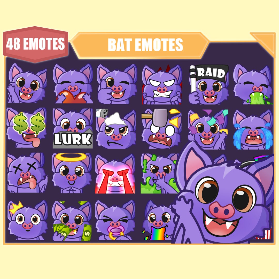 PURPLE BAT Emote Bundle for Twitch Youtube Emotes Discord - Etsy