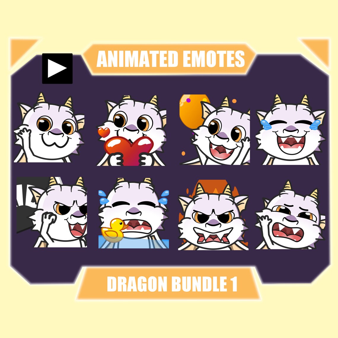 WHITE DRAGON ANIMATED Emote Pack for Twitch | Youtube Emotes | Discord ...