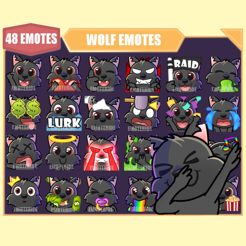 BLACK WOLF Emote Bundle for Twitch Youtube Emotes Discord - Etsy