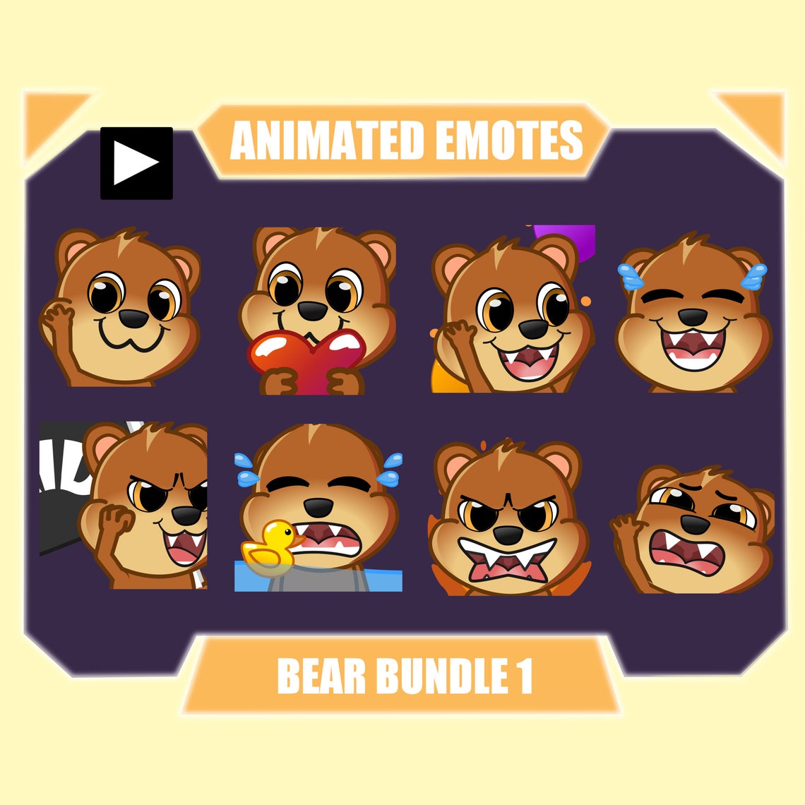 BEAR ANIMATED Emote Pack for Twitch Youtube Emotes Discord Emotes ...