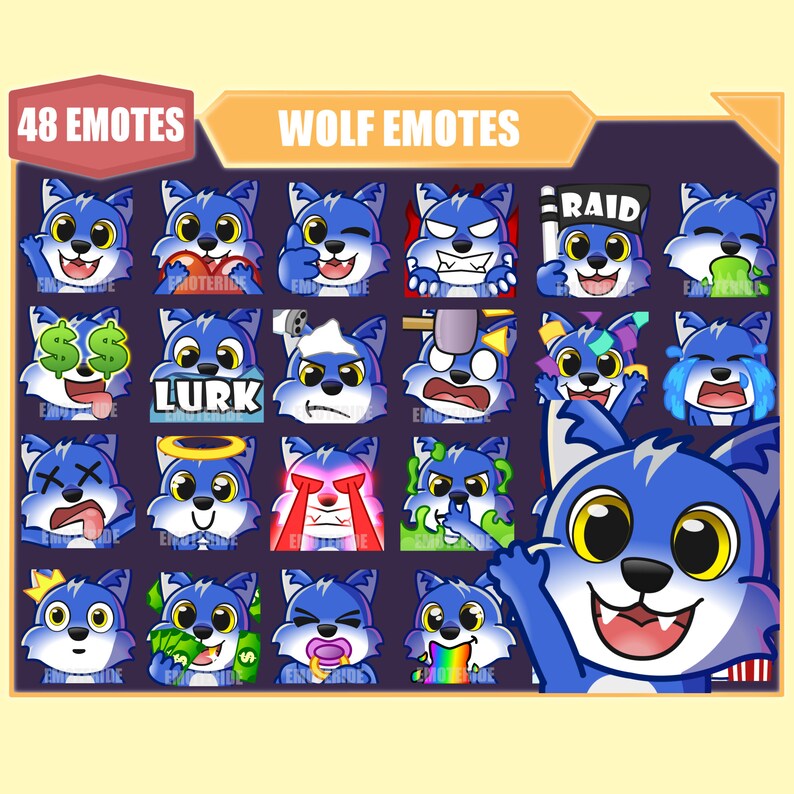 BLUE WOLF Emote Bundle for Twitch Youtube Emotes Discord - Etsy