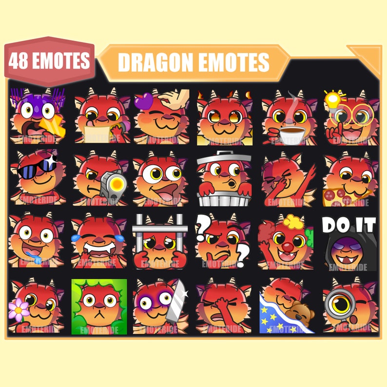 RED DRAGON Emote Bundle for Twitch Youtube Emotes Discord Emotes ...