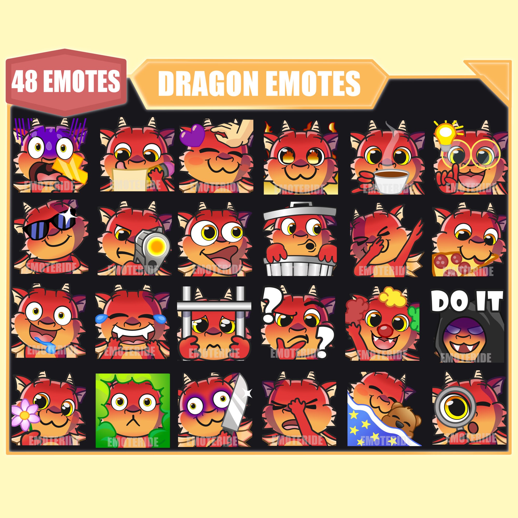 RED DRAGON Emote Bundle for Twitch | Youtube Emotes | Discord Emotes ...