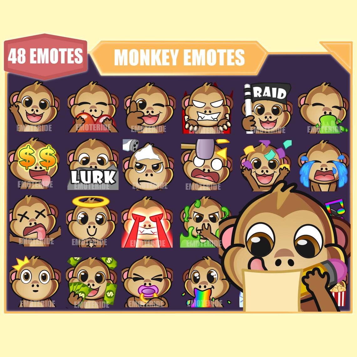 MONKEY Emote Bundle for Twitch Youtube Emotes Discord - Etsy
