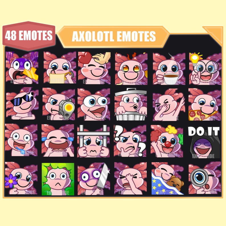 AXOLOTL Emote Bundle for Twitch Youtube Emotes Discord Emotes Streamer ...
