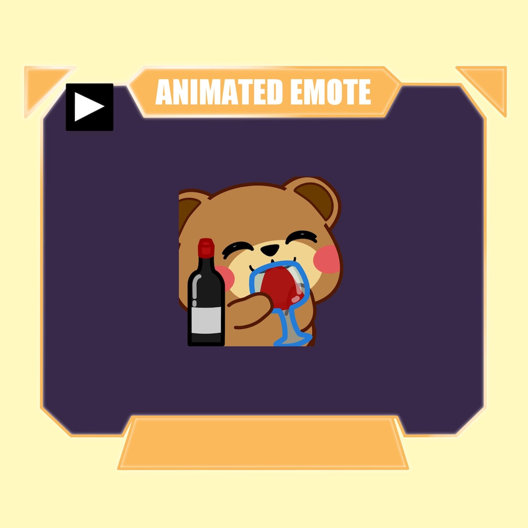 ANIMATED Cute Bear Drinking Wine Emote for Twitch Kick Discord Youtube ...