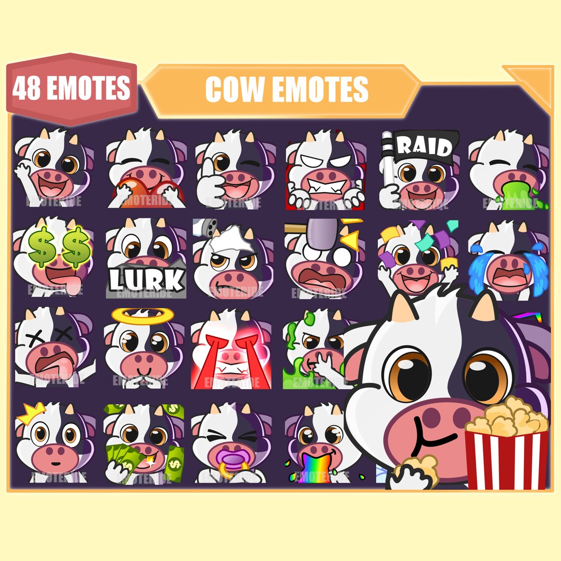 COW Emote Bundle for Twitch | Youtube Emotes | Discord Emotes ...