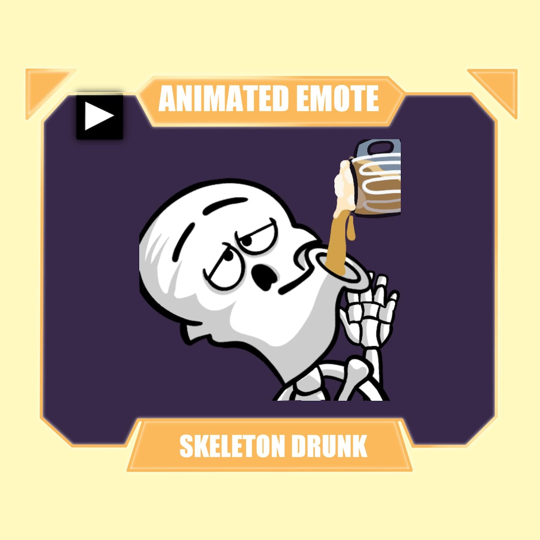 Animated Skeleton Drunk Emote | Animated Twitch Emote | Discord Emote ...
