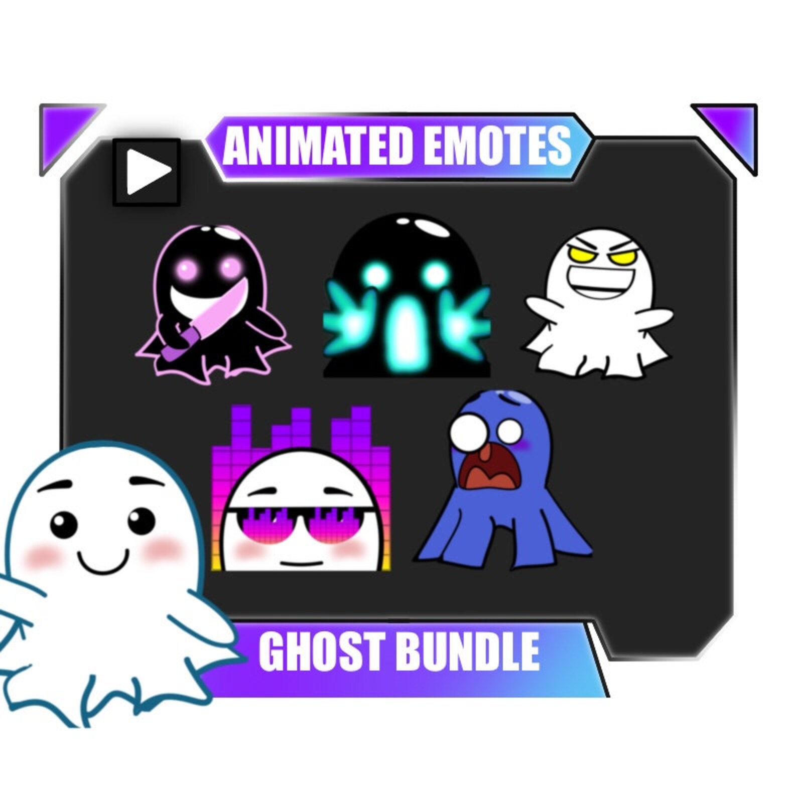 ANIMATED EMOTES GHOST Bundle for Twitch Discord Cute Spooky - Etsy UK