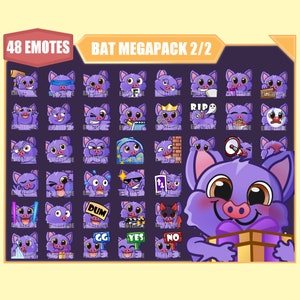 PURPLE BAT Emote Bundle for Twitch 2 | Kick Emotes | Youtube Emotes ...