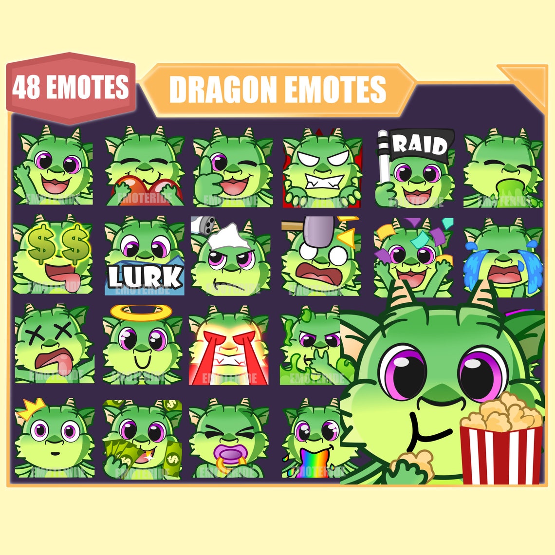 GREEN DRAGON Emote Bundle for Twitch Youtube Emotes Discord Emotes ...