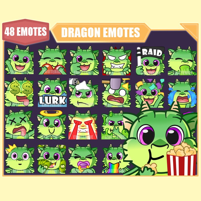 GREEN DRAGON Emote Bundle for Twitch Youtube Emotes Discord Emotes ...