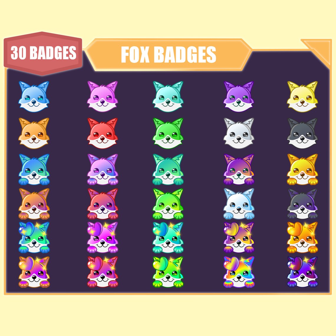 30 Fox Bit Badges for Twitch | Magical Fox Bit Badges | Cute Fox Sub ...