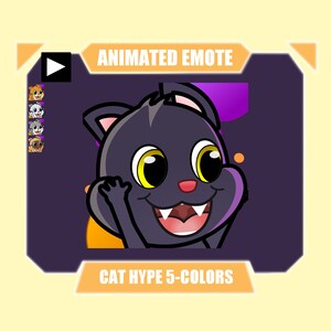 ANIMATED Cat Hype Party Emote for Twitch Discord Youtube Streaming Cute ...