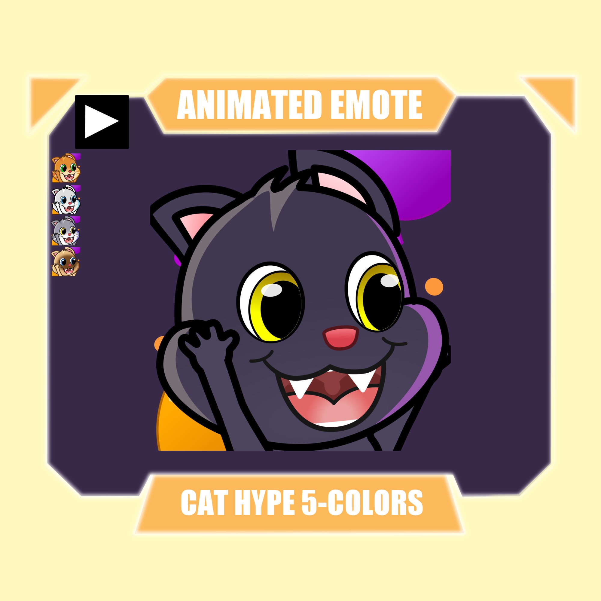 ANIMATED Cat Hype Party Emote for Twitch Discord Youtube Streaming Cute ...