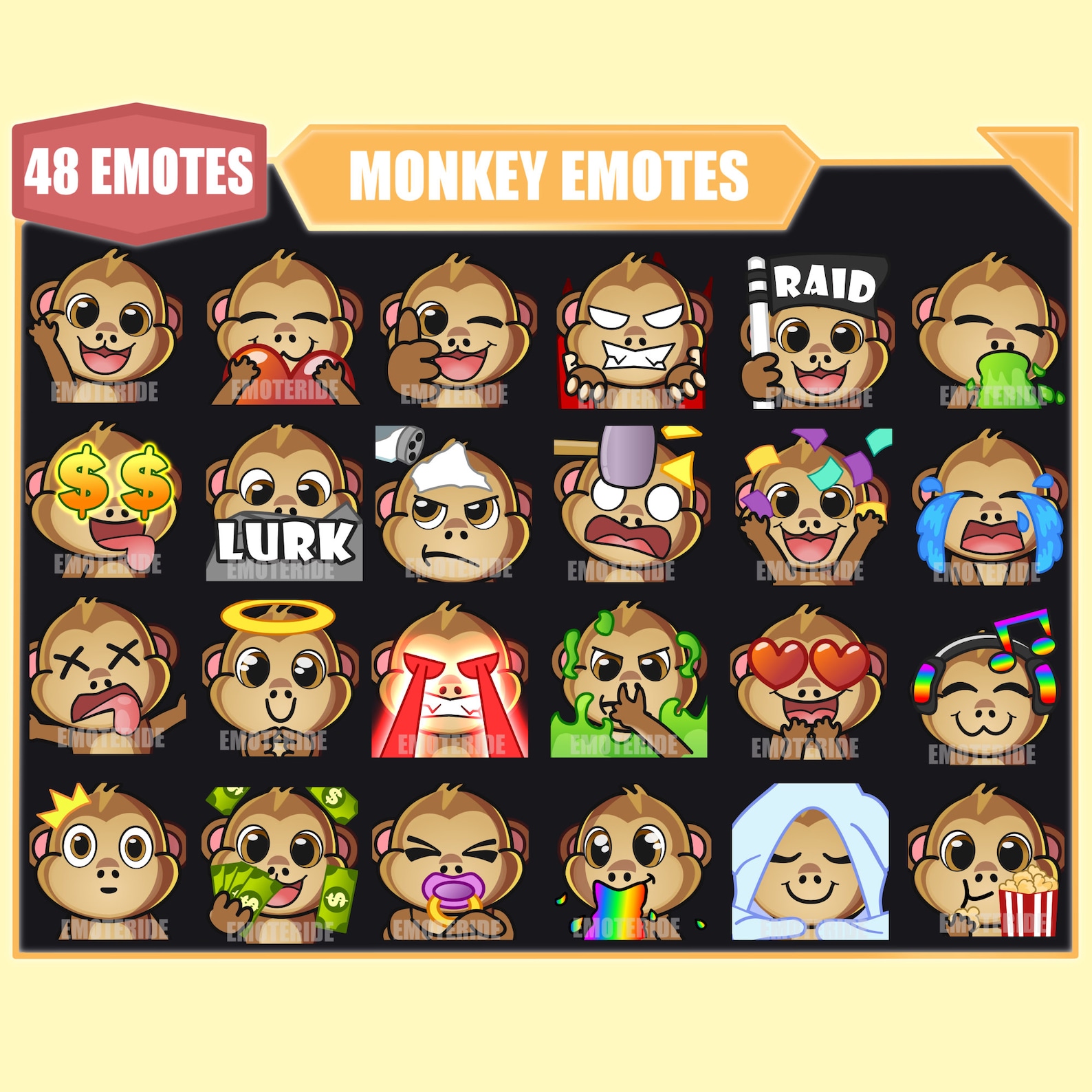 MONKEY Emote Bundle for Twitch Youtube Emotes Discord - Etsy