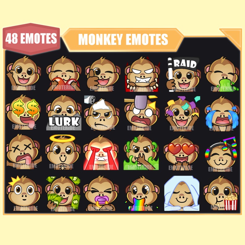 MONKEY Emote Bundle for Twitch Youtube Emotes Discord - Etsy