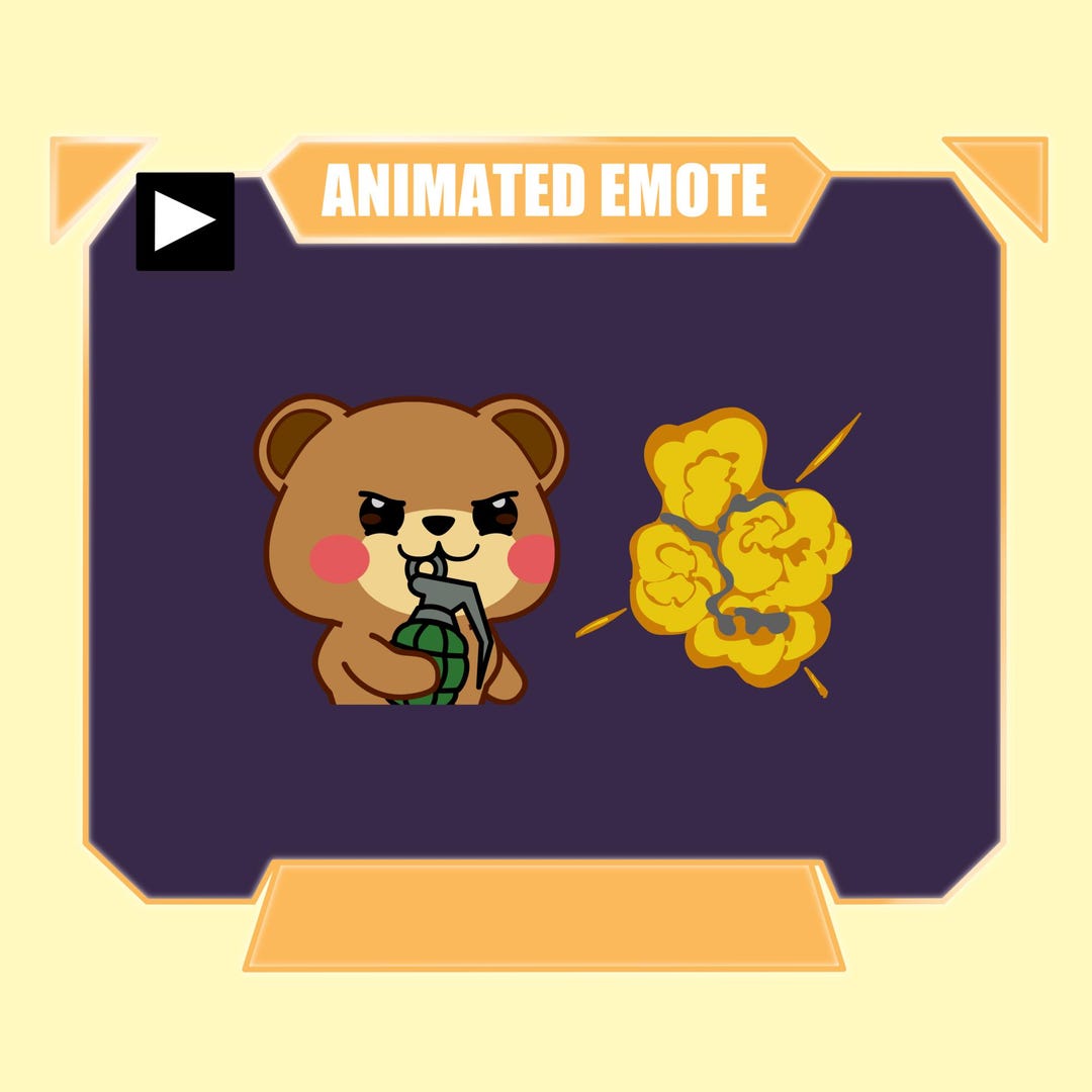 Animated Bear Emotes Throwing a Grenade - Etsy