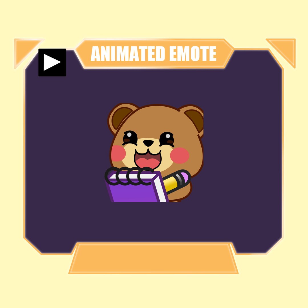 ANIMATED Cute Bear Taking Notes Emote for Twitch Kick Discord Youtube ...